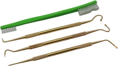 4 pc Gunsmithing Brass Pick & Brush Set Flat Edge, Fine Point, Angled ...