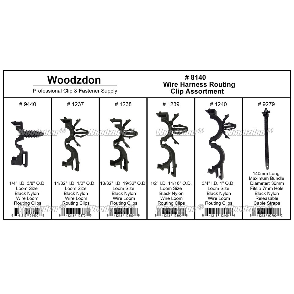 Qty.60 Automotive Wire Harness Routing Clip Assortment 3/8" To 3/4 ...