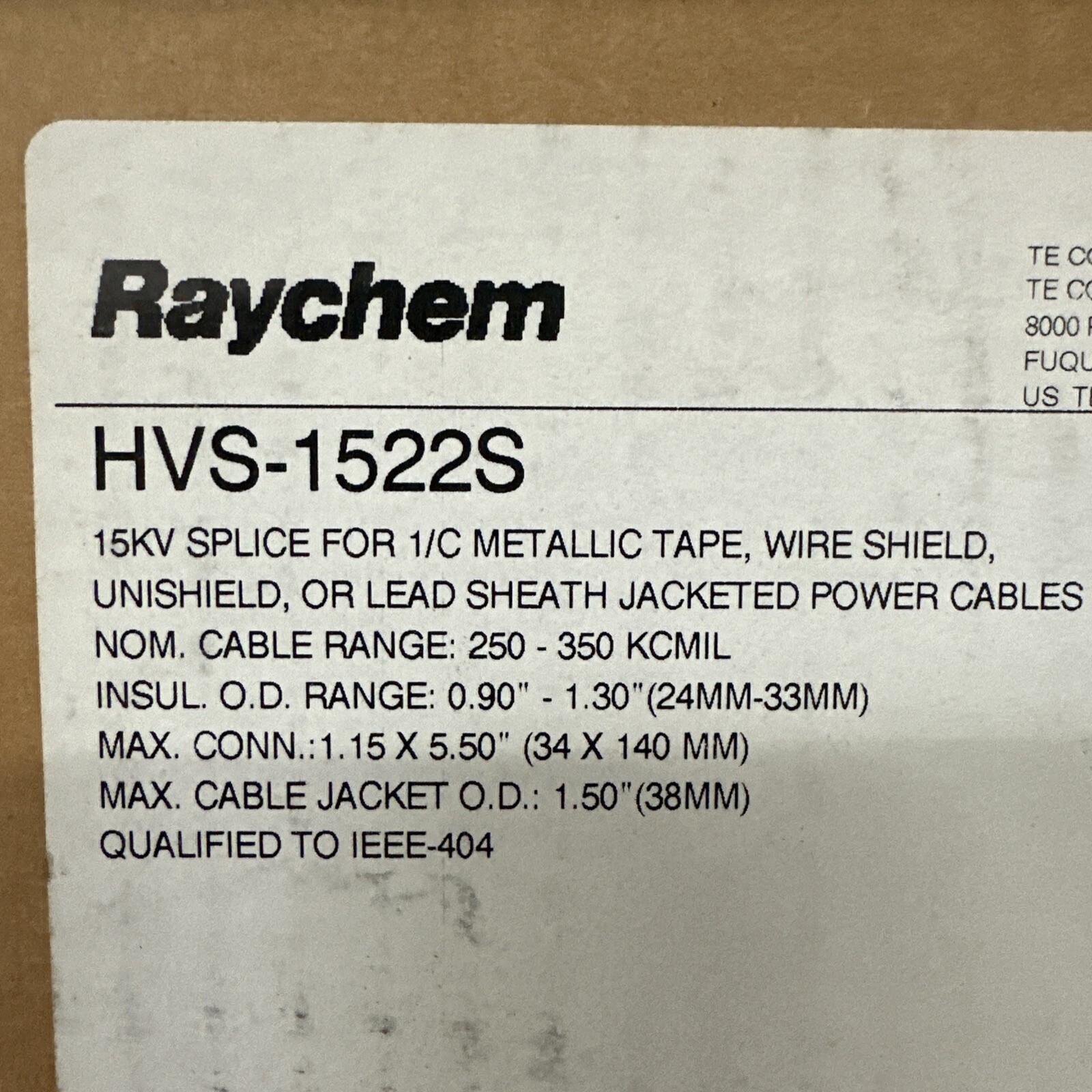 Raychem Hvs-1522s Splice Kit 15kv 250-350 Kcmil for sale online | eBay