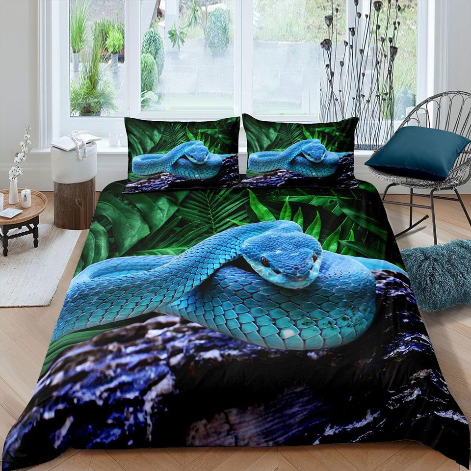 Loussiesd Snake Duvet Cover Set Animal World Decor Bedding Set 135 X ...