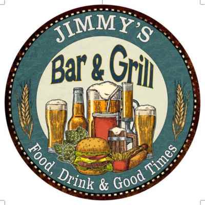 JIMMY'S Bar and Grill Round Metal Sign Kitchen Wall Decor 100140023186 ...