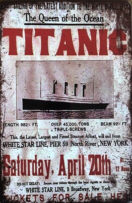 TITANIC Rustic Look Vintage Tin Signs Man Cave Shed Bar SIGN AU SELLER ...