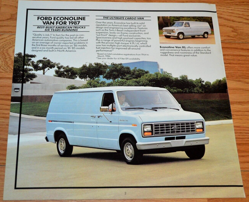1987 FORD ECONOLINE XL VAN E150 ORIGINAL DEALER ADVERTISEMENT PRINT AD ...