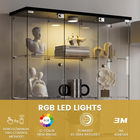 67" Glass Display Cabinet 12 Shelves 3 Doors Tempered Glass W/Push ...