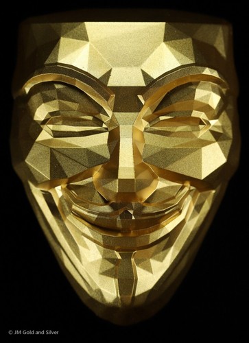 2022 South Korea Rebel Guy Fawkes Revel Mask 2 oz Gilded Silver Stacker ...