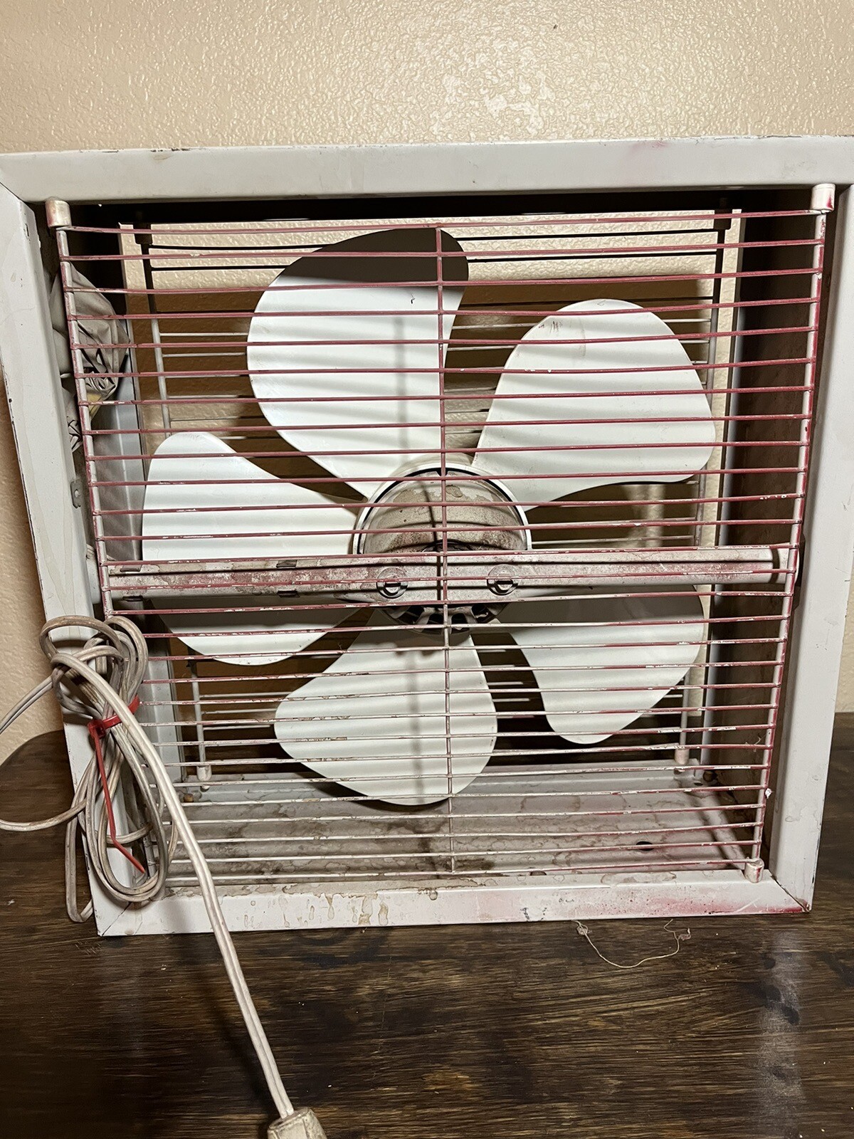 Vintage GE 16" X 16" Two Speed Metal Box Plastic Blade Fan Tested and ...