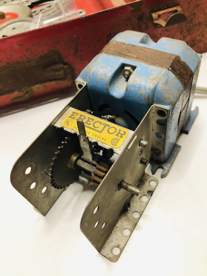 1954 A.C. Gilbert Erector Set 6 1/2 w/ Working Electric Motor & Parts ...
