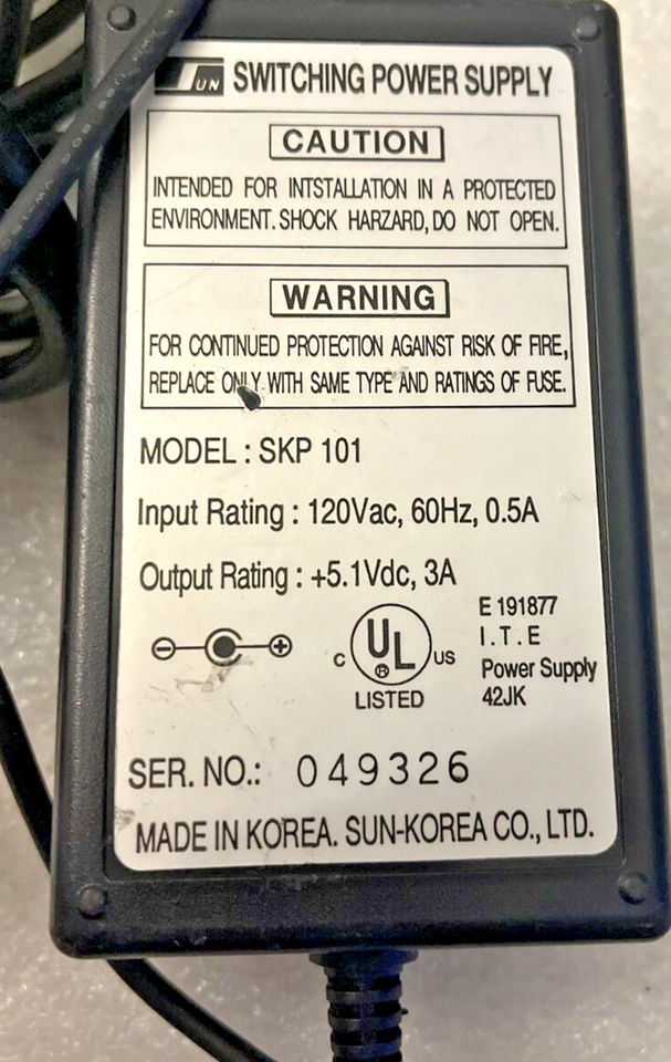 Sun Switching Power Supply SKP 101 5.1Vdc 3A Adapter | eBay