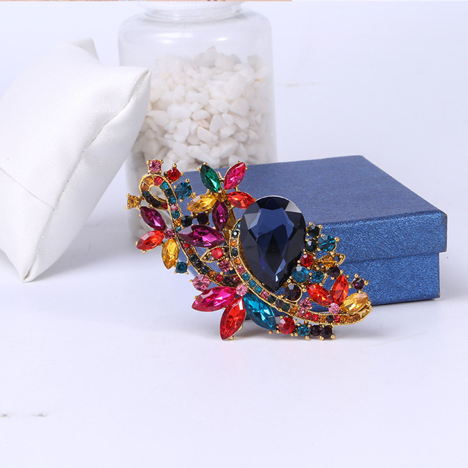 Faux Dress Brooch Coat Elegant Waterdrop Flower Rhinestone Clothing ...