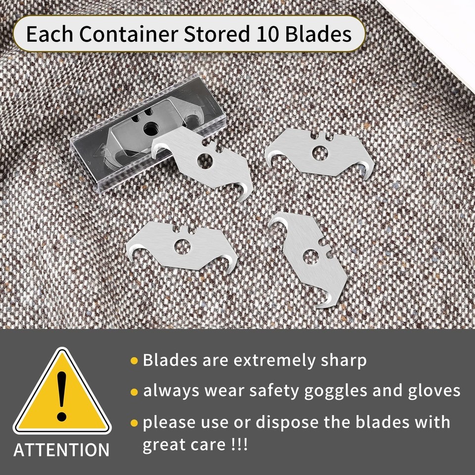 60 Pack Utility Knife Hook Blades, SK5 Steel Heavy Duty Box Cutter ...