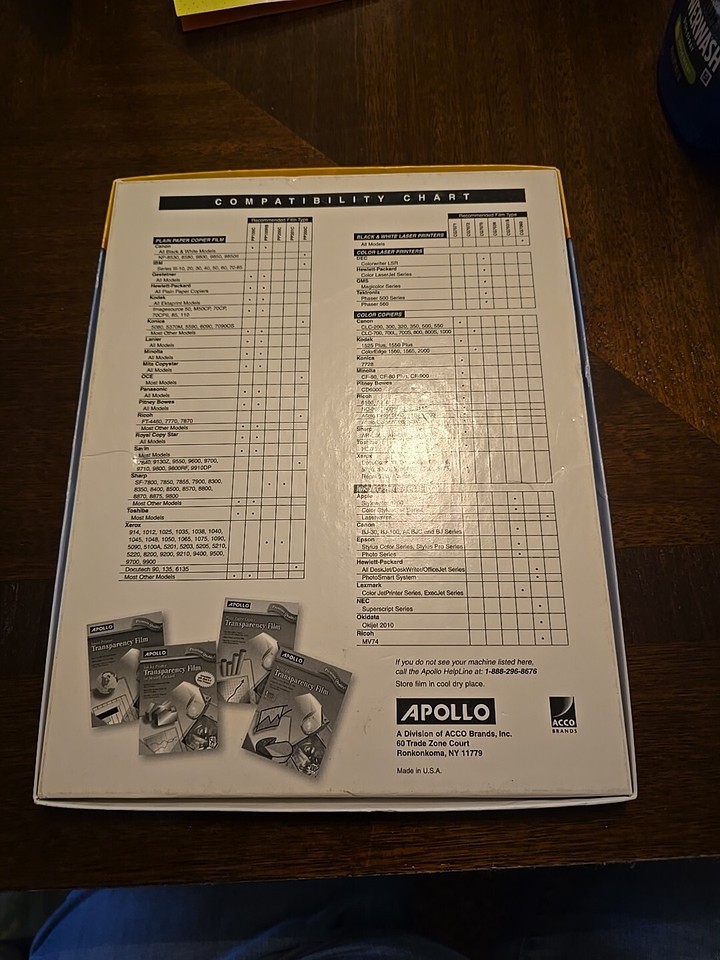 Apollo 8.5 x 11, 100 sheets Transparency Film PP100C 44 left in box | eBay