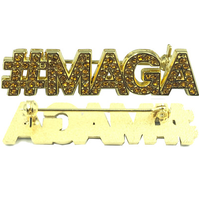 CL6-004 Gold Crystal #MAGA pin TRUMP MAGA Make America Great Again ...