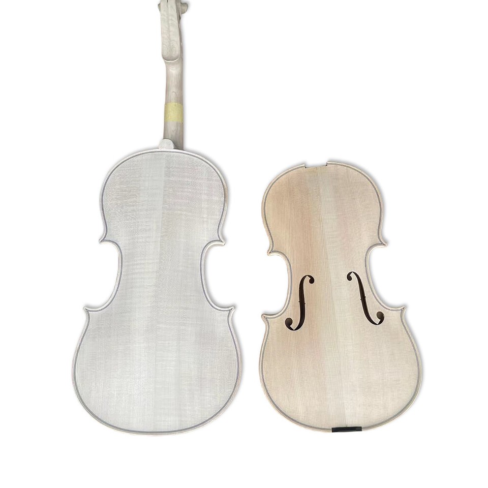 Unfinished Violin 4/4 White violin Flame Maple Back Unglued Violin Top ...