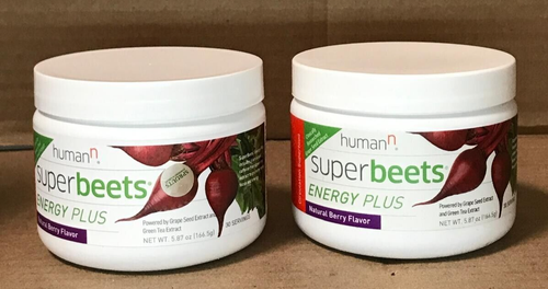 Lot of 2 HumanN SuperBeets Energy Plus Beet Root Powder w/ Grape Seed ...
