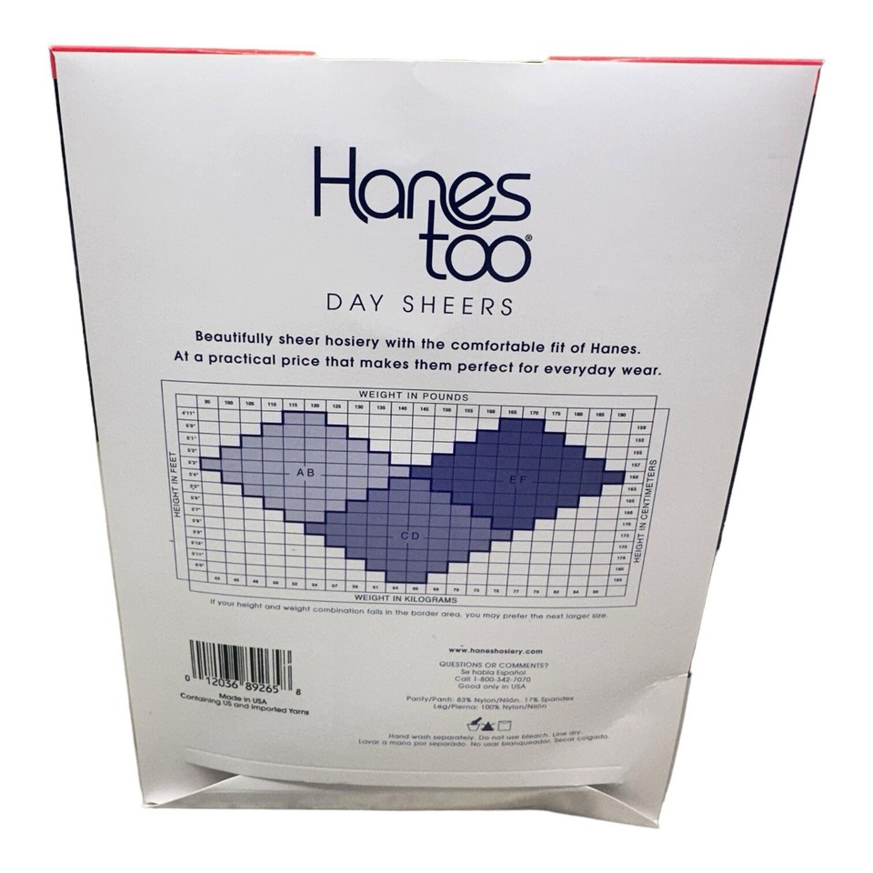 Hanes Too Day Sheer Control Top Pantyhose - Size AB - Soft Beige ...