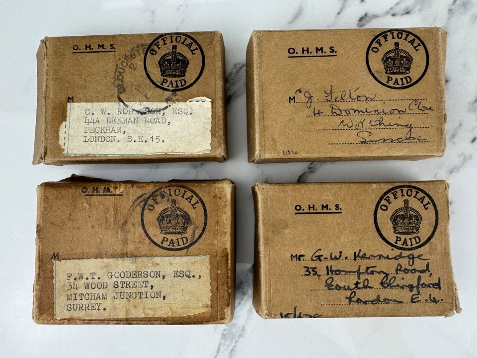 Lot of 4 Original WW2 Era Card OHMS Medal Boxes - WWII British Army Air ...