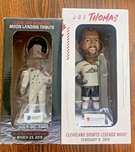 SET OF 2 2019 CLEVELAND MONSTERS HOCKEY BOBBLEHEADS-JOE THOMAS-MOON ...
