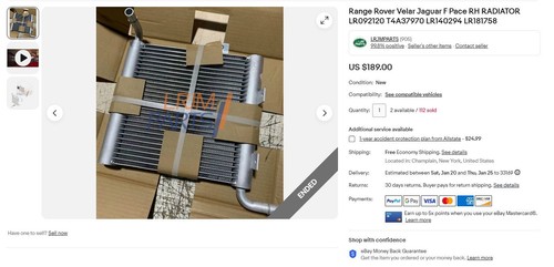 For Range Velar Jaguar F Pace RH RADIATOR LR092120 T4A37970 LR140294 ...