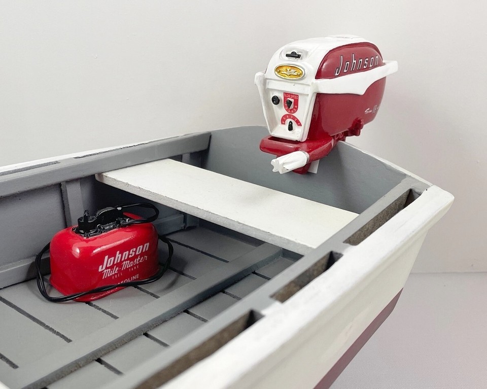 MINIATURE OUTBOARD MOTOR, RED 1957 JOHNSON 18 HP SEA HORSE WITH GAS ...