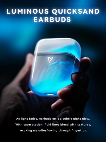 Wireless Luminous Earbuds LP1 Bluetooth 5.4 Moving Sand White with Blue ...