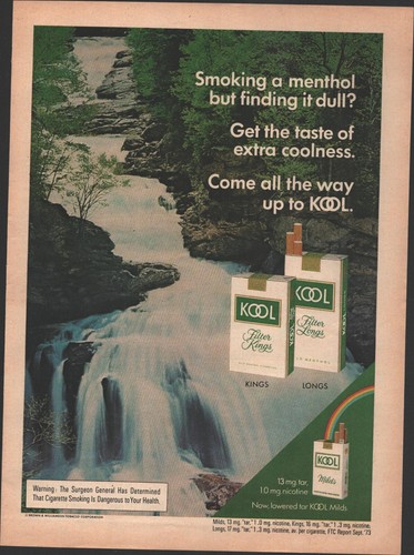 1974 Kool Kings, Longs, Milds Menthol Bar Decor Man Cave VINTAGE PRINT ...