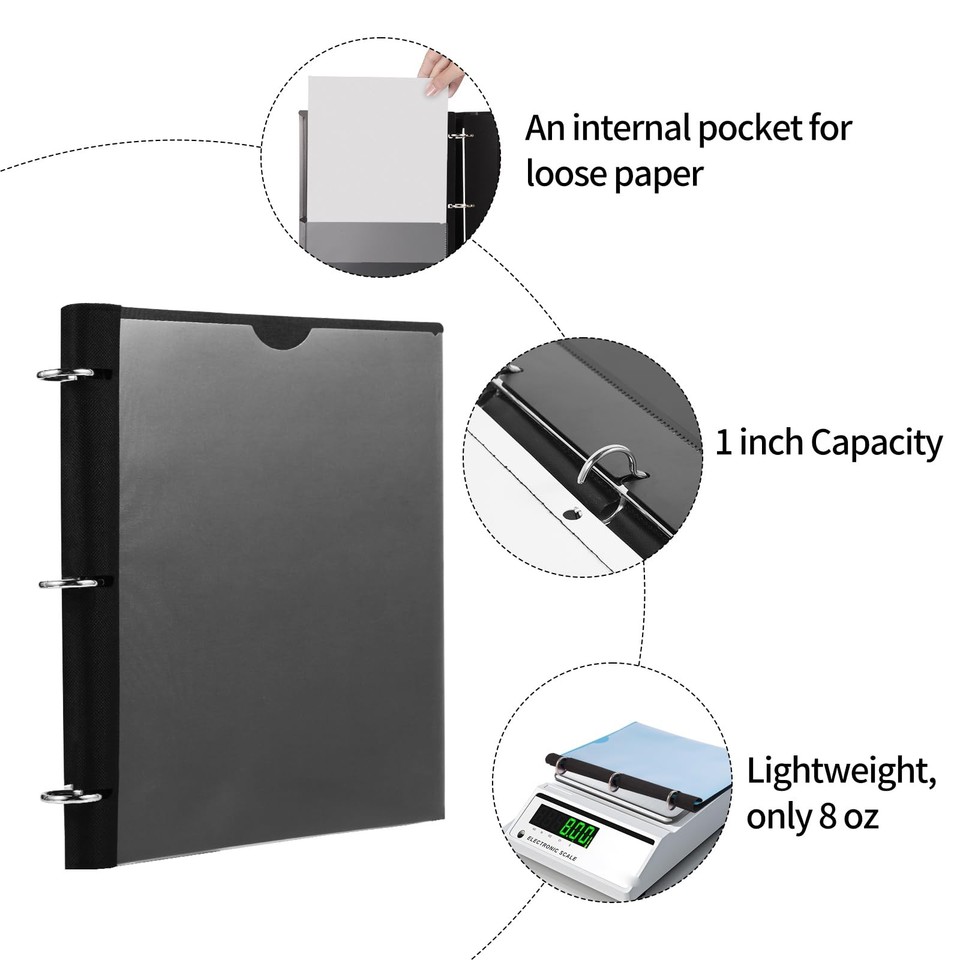 360° Pivotable 3 Ring Binder, Upgraded Foldable Binders 1 inch 4 Pack ...