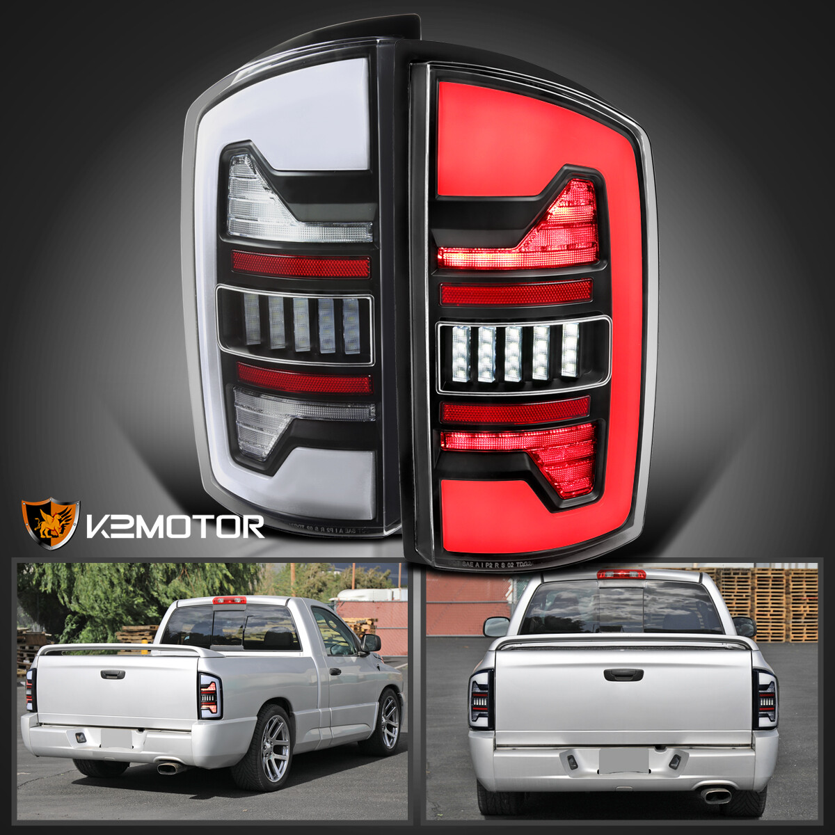 Fits 2002 2006 Dodge Ram 1500 2500 3500 Black Full LED Tail Lights Brake Lamps eBay