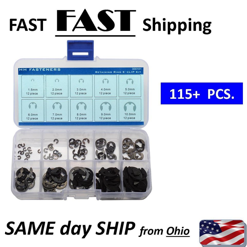 E clip - small round spring clips - BULK pack spring steel E clip ...