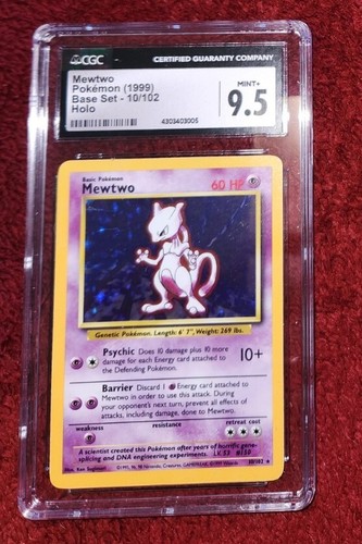 Mewtwo 10/102 Unlimited Base Set Holo Graded Pokemon Card | CGC 9.5 ...