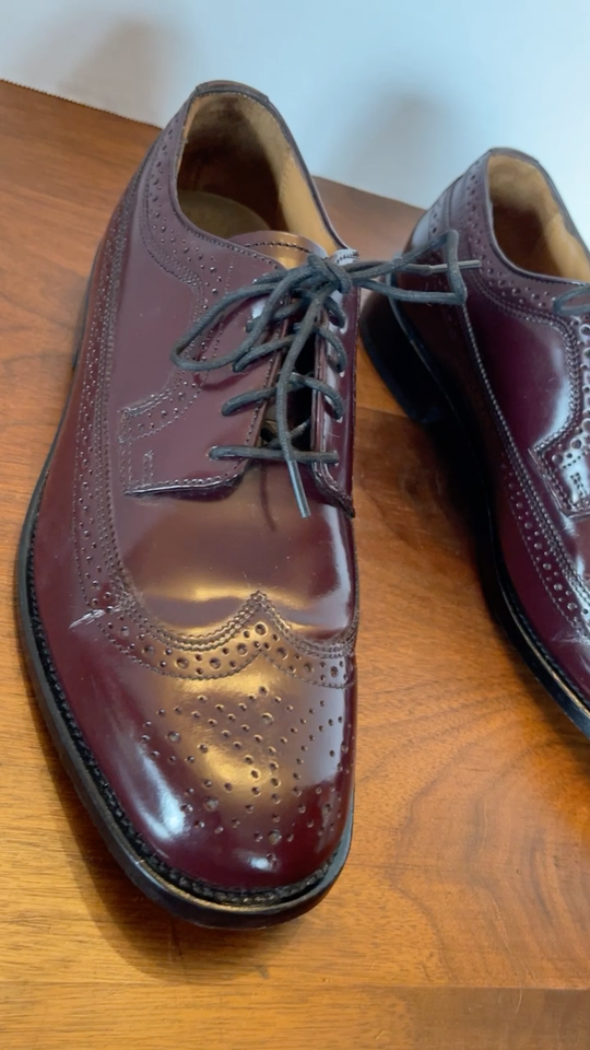 Bostonian Dark Red Laced Wing Tip Men's Shoes OXBLOOD Leather Upper 9-1 ...