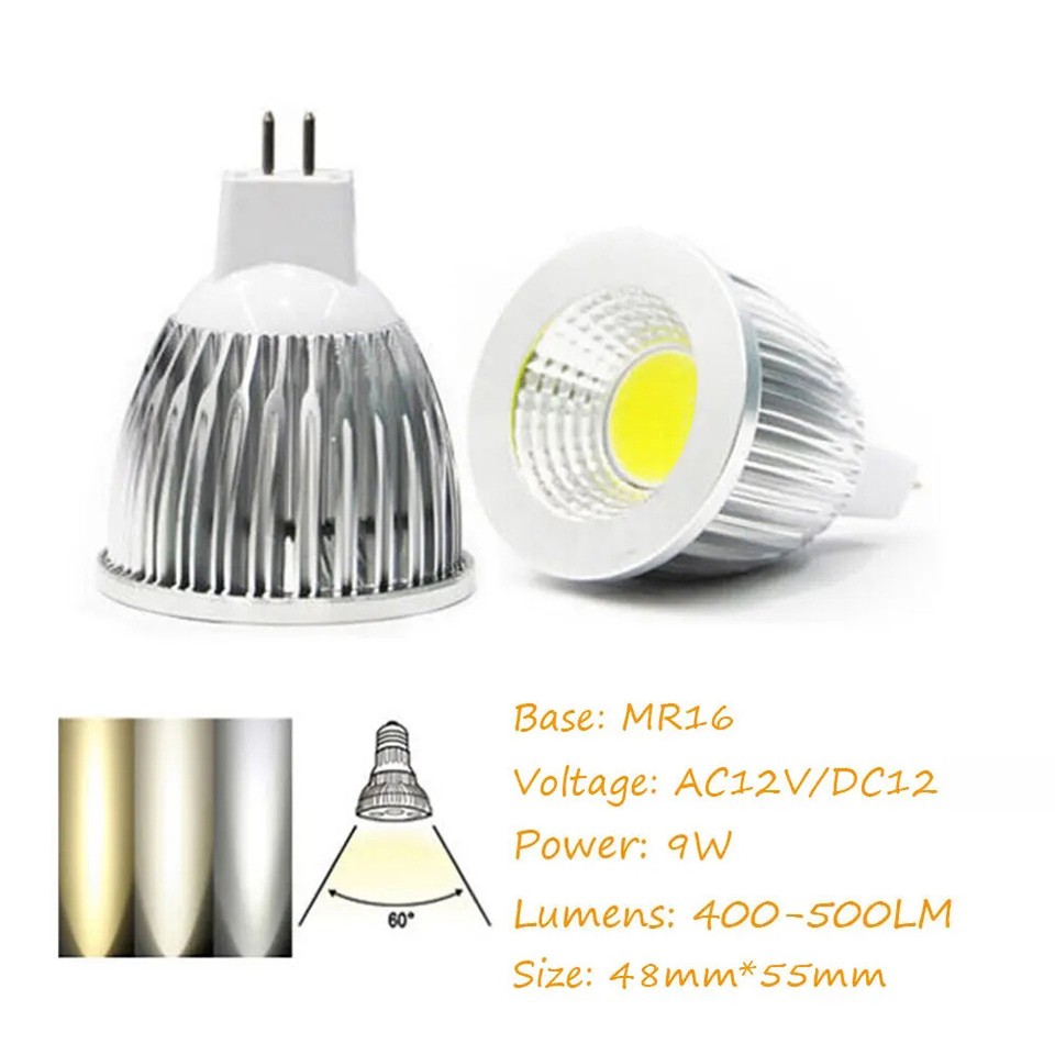 COB LED Light Dimmable GU10 E27 MR16 E14 Spotlight Downlight Lamps 9W ...
