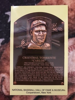 Cristobal Torriente Postcard- Baseball Hall of Fame Induction Plaque ...