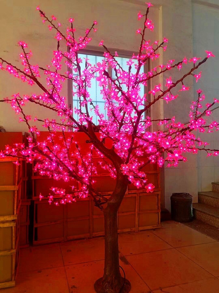 Pink 7ft LED Christmas Tree Cherry Blossom Night Light with Fake ...
