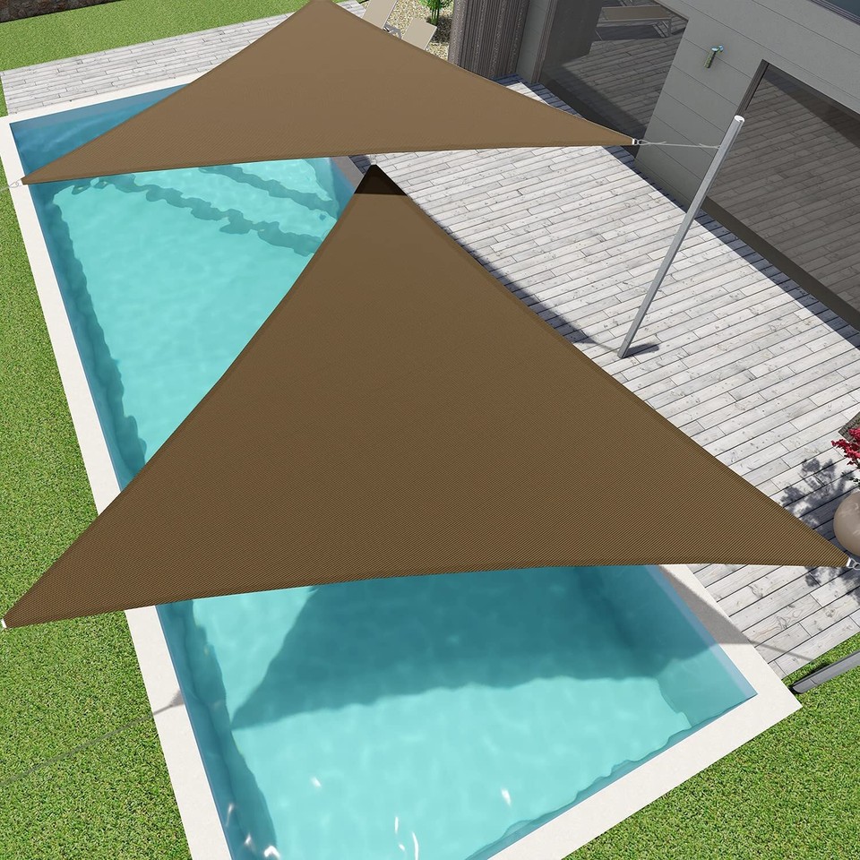 20ft Triangle Sun Shade Sail HDPE Garden Outdoor Patio Pool Shelter ...