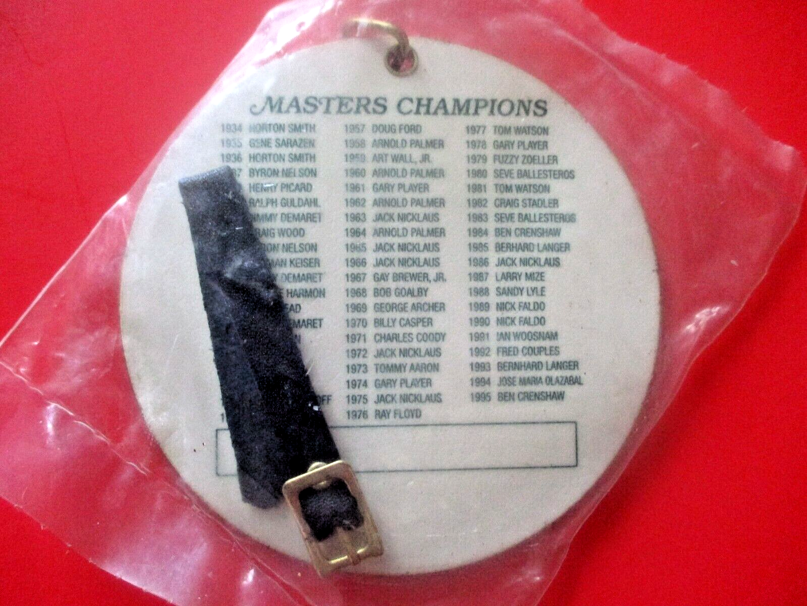 vtg new PGA TOUR Bag Tag - 1996 MASTERS TOURNAMENT - Augusta National ...