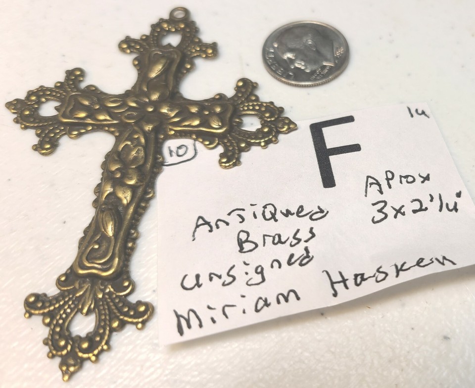 Vtg Mostly Miriam Haskell Cross Necklace Pendant Filigree Jewelry ...