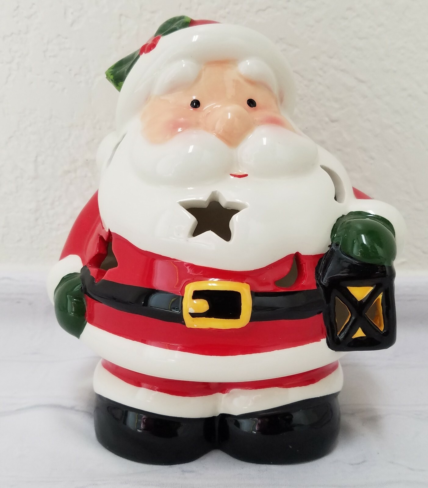 Ceramic Santa Claus Tea Light Votive Candle Holders Holidays 6.5" x 5 ...
