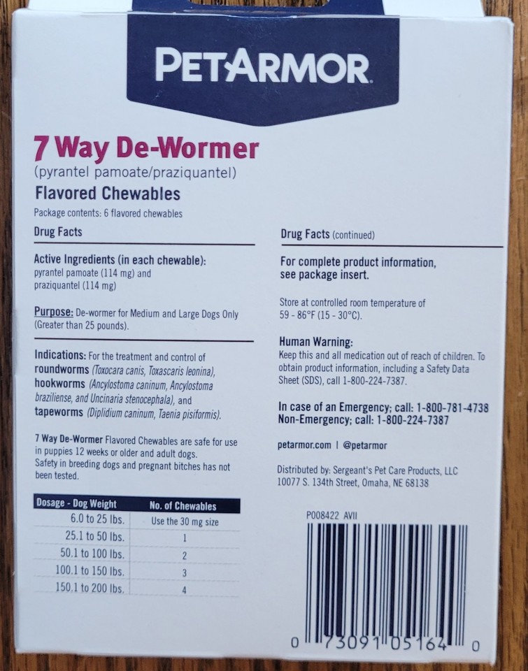 7 Way De-Wormer for Dogs, Oral Treatment for Tapeworm, Roundworm ...