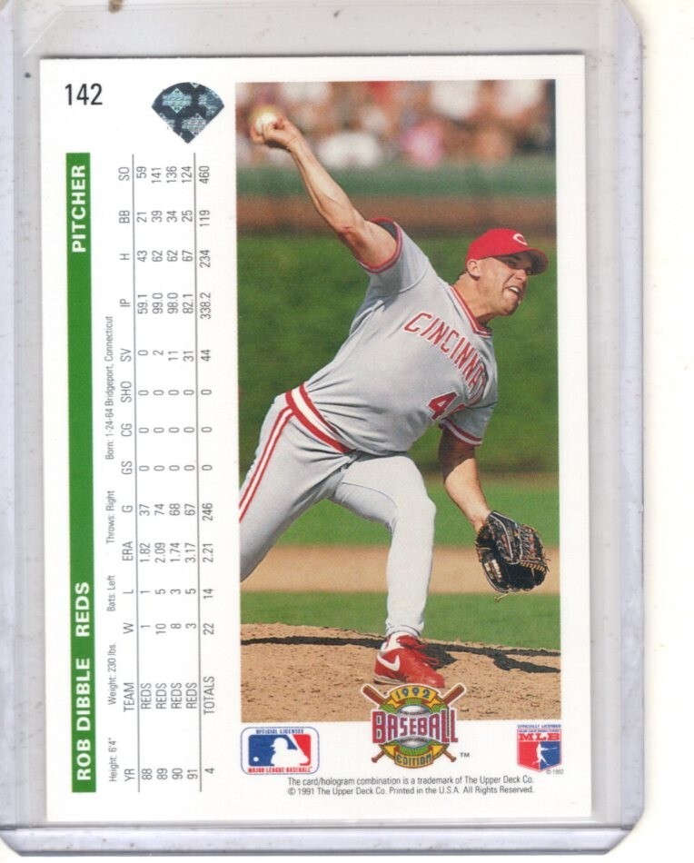 1992 Upper Deck - #142 Rob Dibble Cincinnati Reds baseball card | eBay