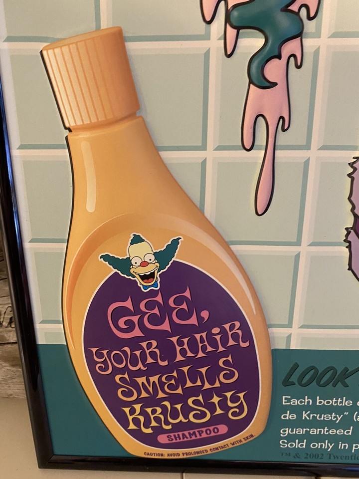 VTG KRUSTY THE CLOWN THE SIMPSONS Raised 3-D Poster Matt Groening ...