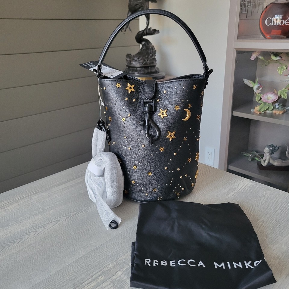 Rebecca Minkoff Handle Bucket Crossbody Edie Black Leather Celestial ...