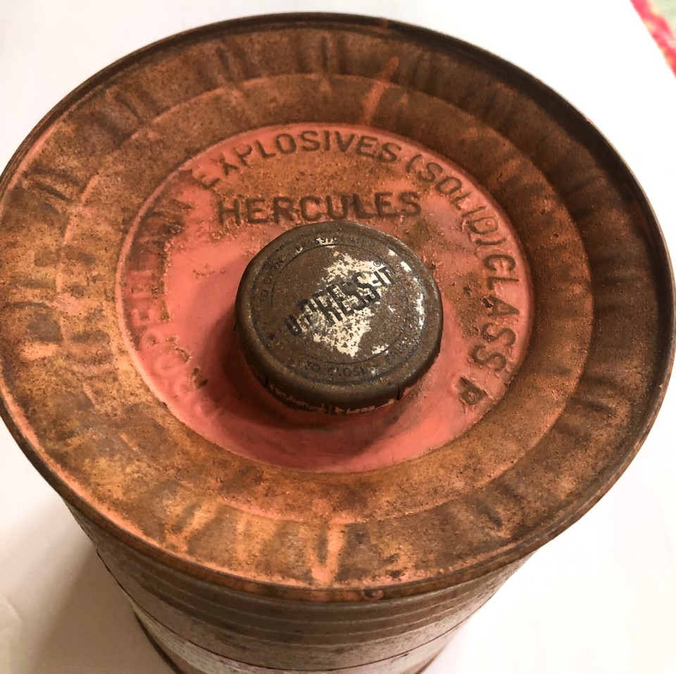 Pre-WW2 Tin Hercules RED DOT Smokeless Shotgun Gunpowder keg, with cap ...