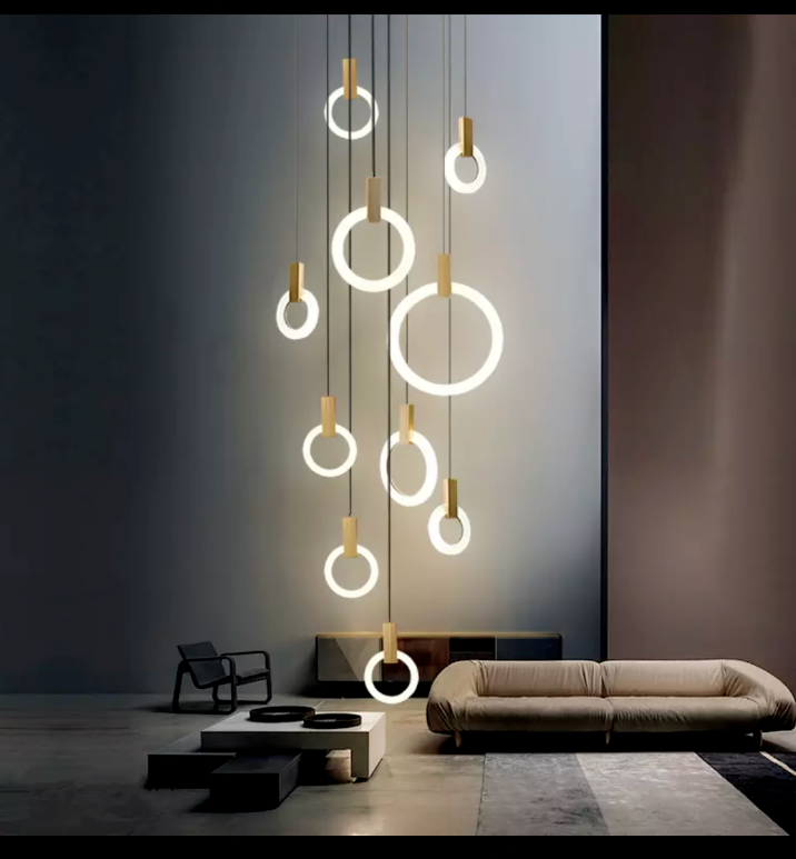 Long LED Chandelier Pendant Lights Modern, Stairwell, Living, Dining ...