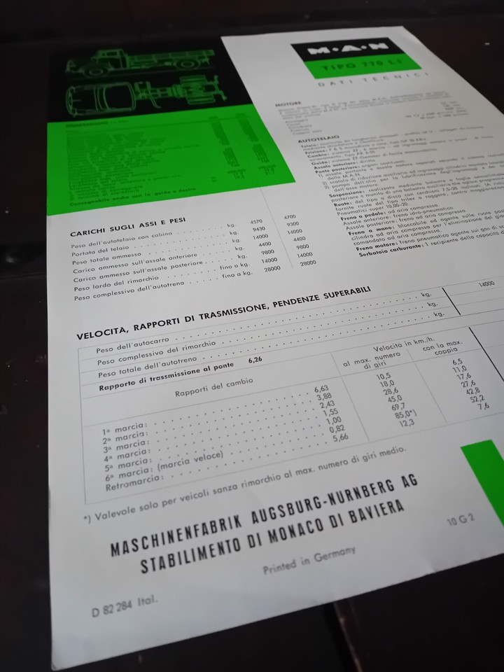 MAN 770 L1 TRUCK OLDTIMER CAMION EPOCA Brochure originale lingua ...