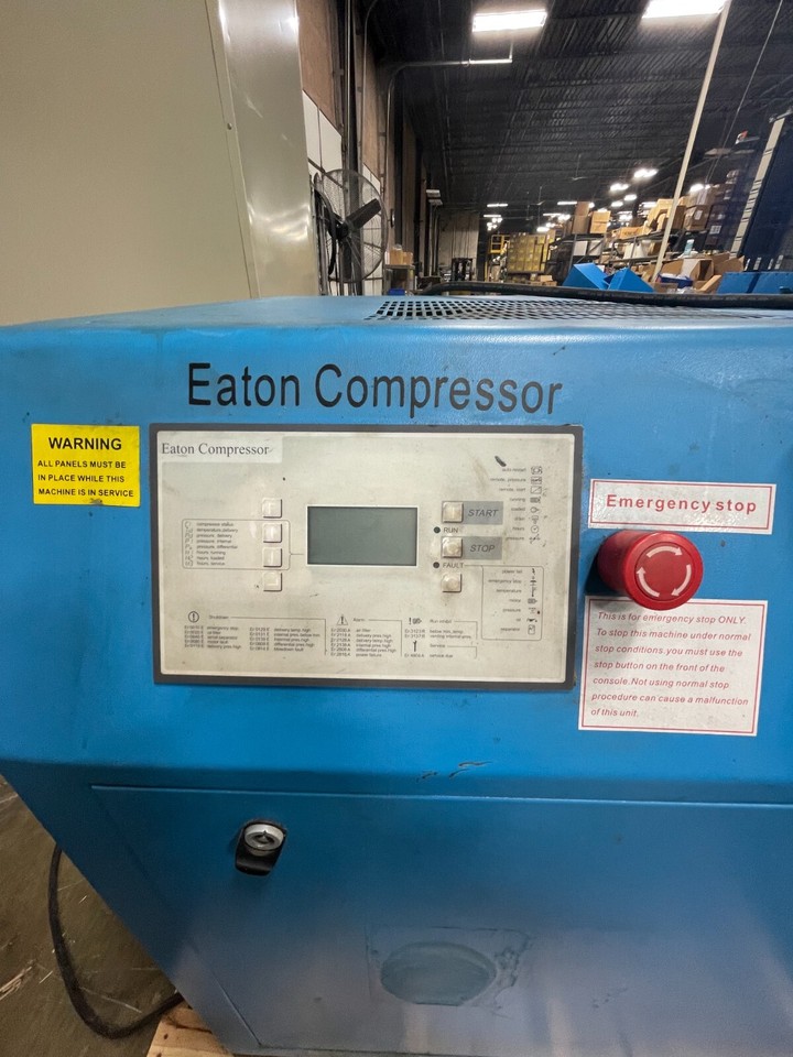 Eaton screw type air compressor 42 SCFM 120 - 145 psi. 10hp 3ph ...