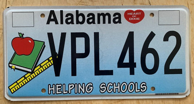 MINT ALABAMA HELPING SCHOOLS GRAPHIC VANITY AUTO LICENSE PLATE " VPL ...