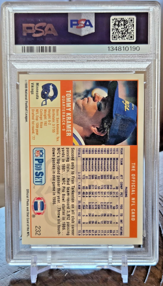 1989 Pro Set - Tommy Kramer #232 PSA 10 Gem Mint | eBay