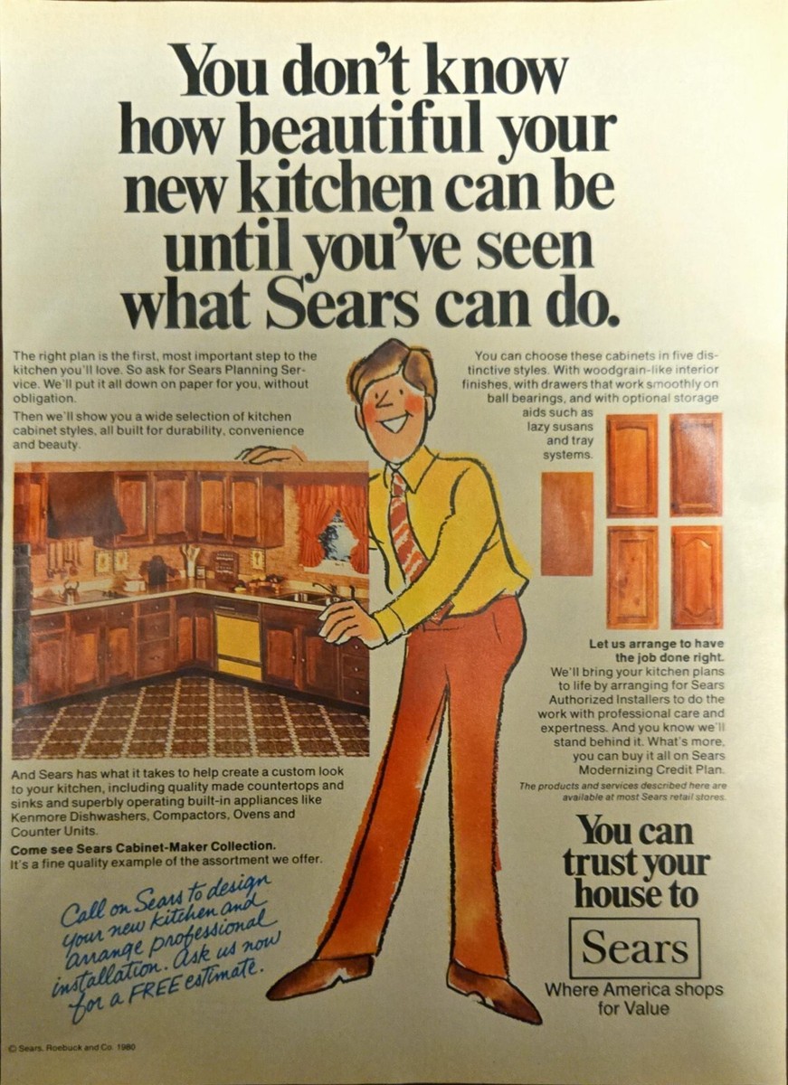 Sears Cabinet 1980 Sears Vintage Print Ad Remodeling Your Kitchen