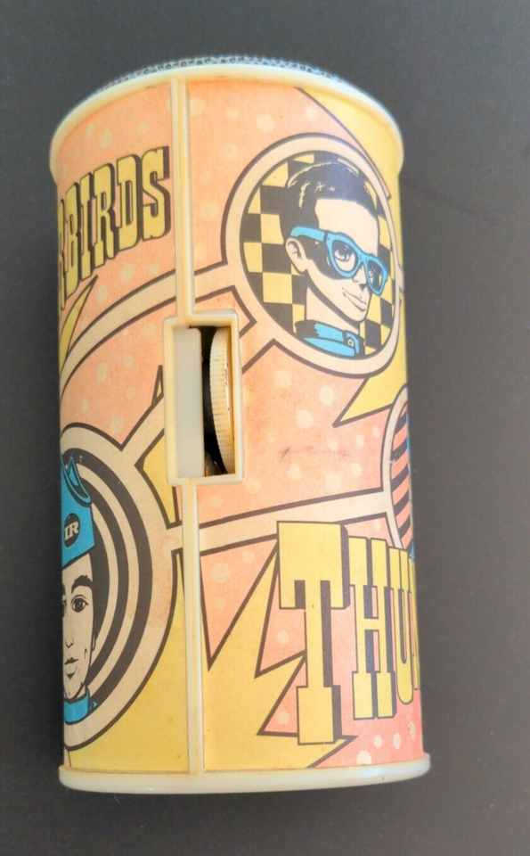 VINTAGE 1992 Thunderbirds Portable AM Radio Cylinder 5" tall x 3 ...