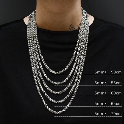 Stainless Steel Braided Wheat Rope Chain Necklace Biker Jewelry 20-28 ...